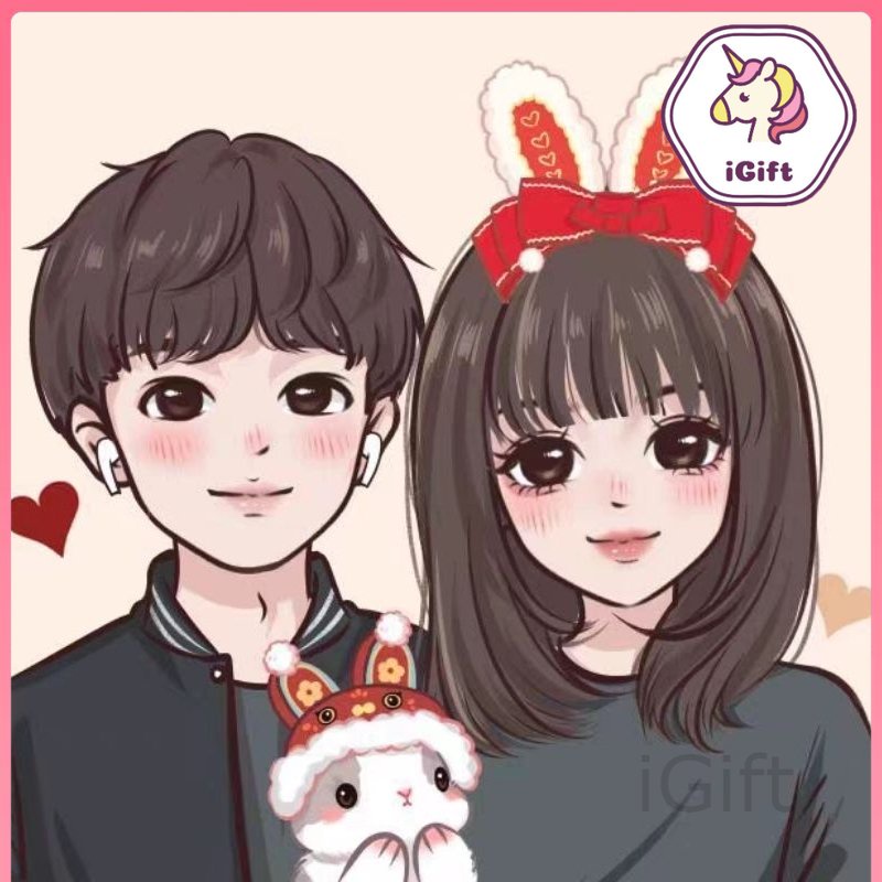 [iGift] Lukisan Potret Cartoon Couple Potrait Drawing Instagram Fb ...