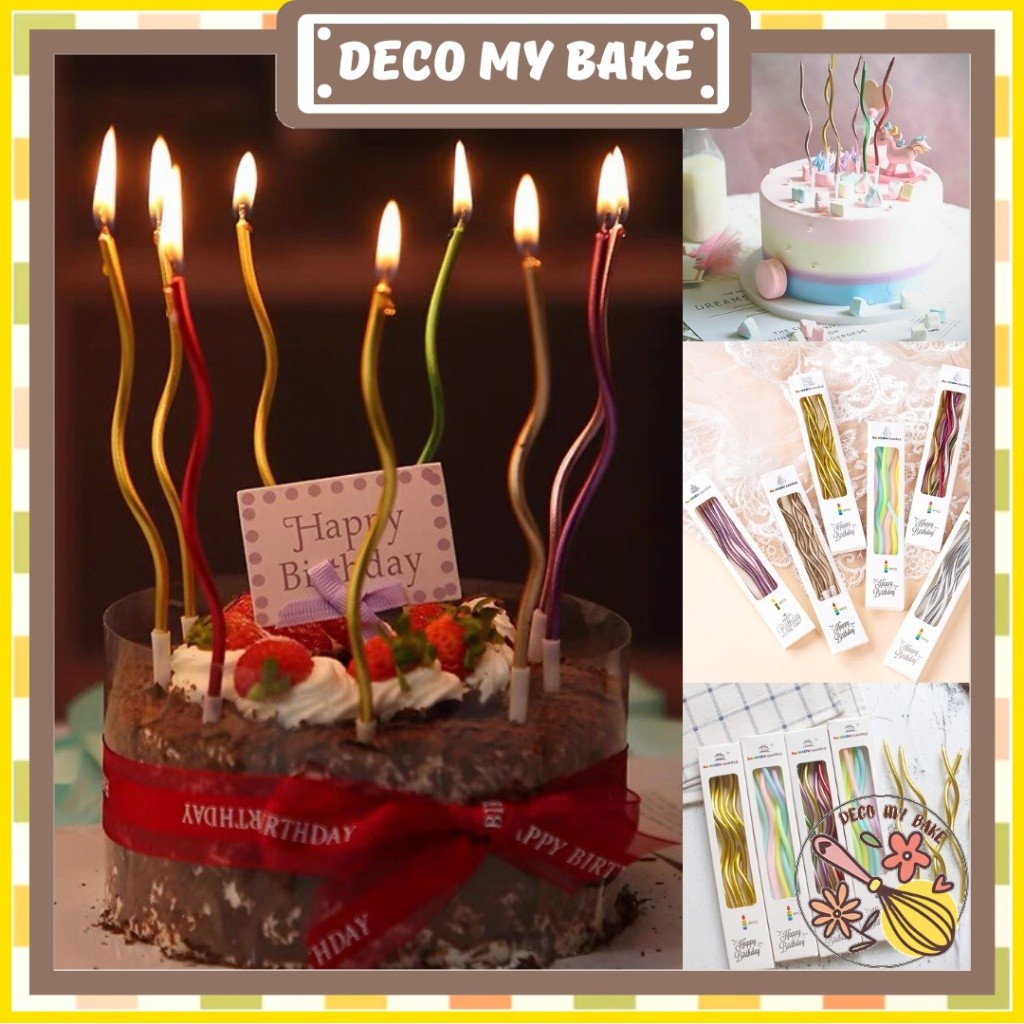 DMB Birthday Cake Candle Spiral Pattern Long Tall Pencil Candle ...