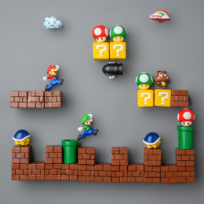 Creative DIY 3D Super Mario Resin Magnetic Refrigerator Magnets Cartoon ...