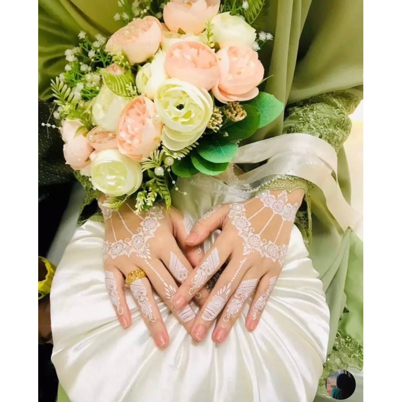 【5 in1 Set】Henna Instant White Dark Red Sticker Inai Pengantin Sticker ...