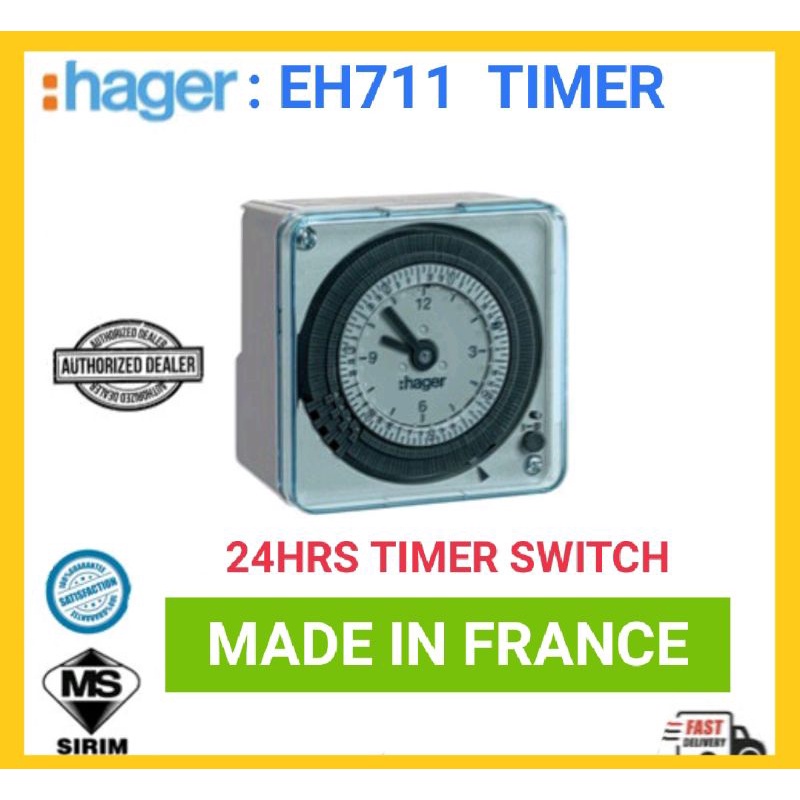 HAGER TIMER EH711 (MADE IN FRANCE)ANALOG 24HOURS TIMER SWITCH | Shopee ...