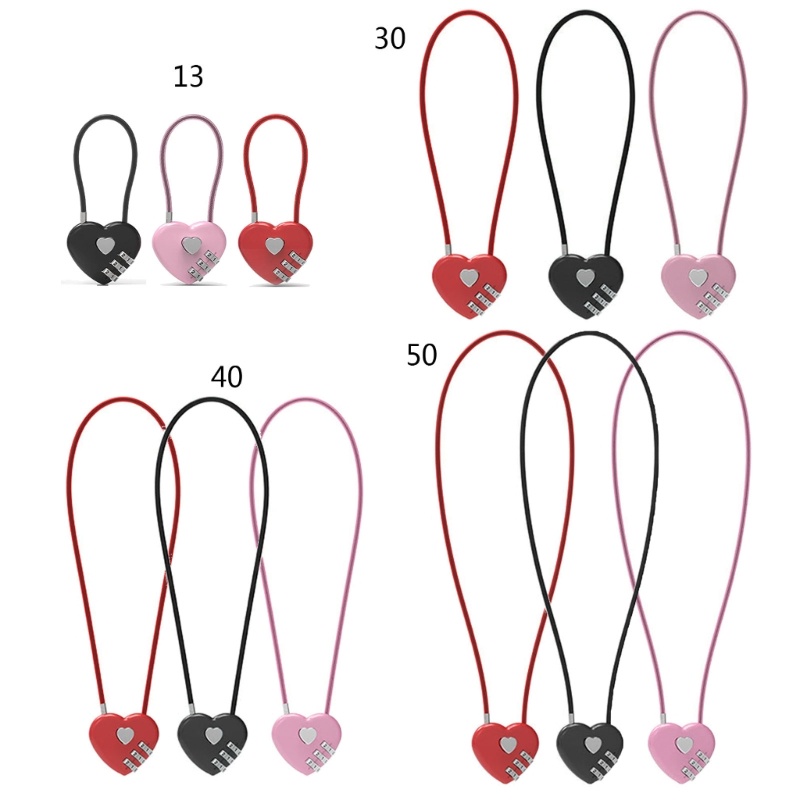 HL Heart Wish-Lock Mini Combination Padlock for Travel Bags Suitcase ...