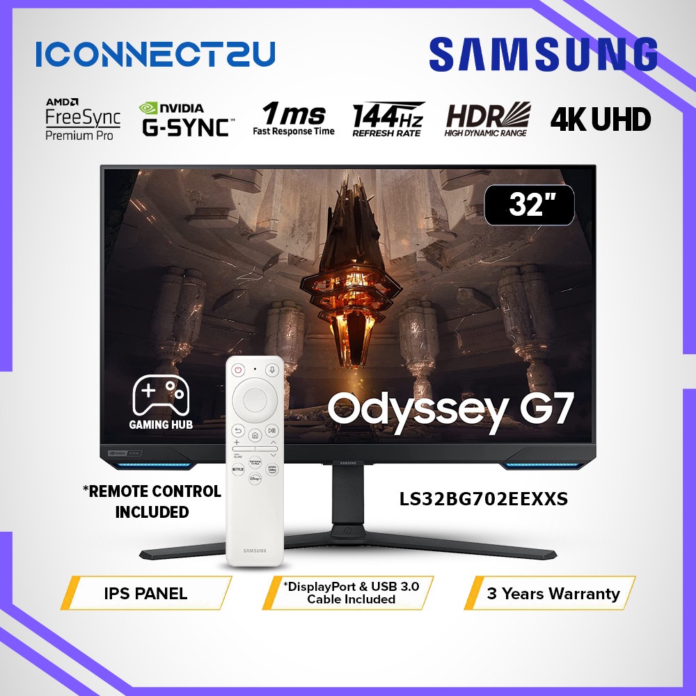 Samsung 32" Odyssey G70B IPS 4K UHD 144Hz 1ms Sync Freesync Premium Pro ...