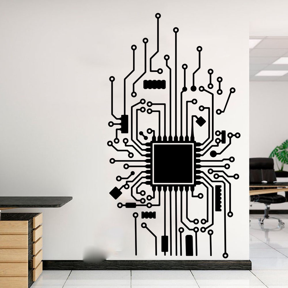 Large Circuit Board Vertical Geek Wall Sticker Office Computer Engineer ...