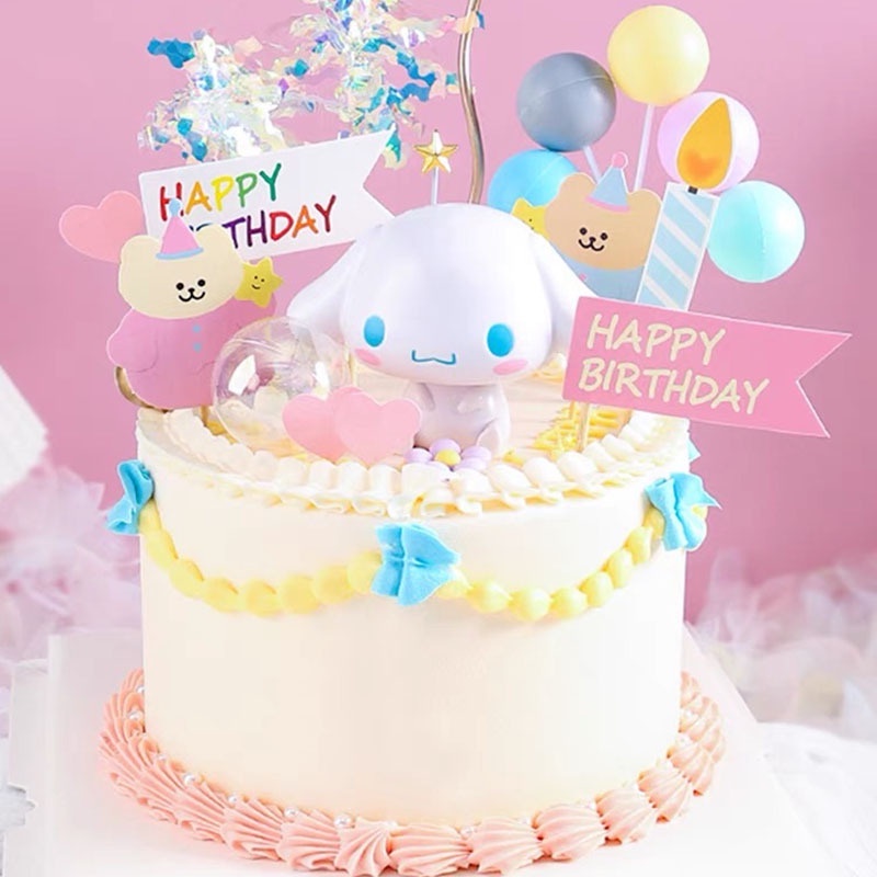 Cute Cinnamoroll Sanrio Plastic Cake Topper Kuromi Figurine Birthday ...