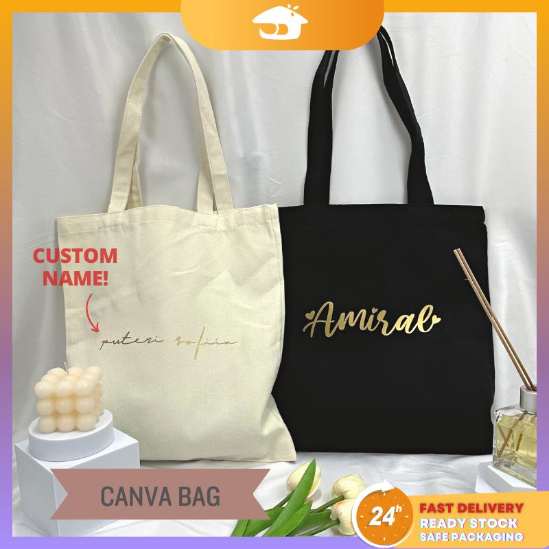 Canva Bag - DAYDREAM Student Bag Plain Canvas Bag with Custom Name Tote ...