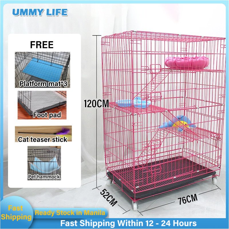 Cat Cage Easy Assemble Kitten Hamster Cage Pet 2/3/4 Large Layer ...