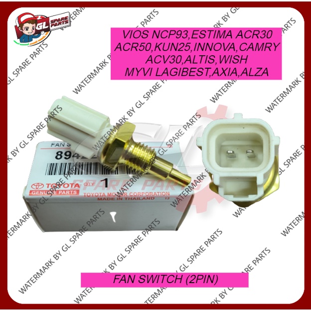 THERMO FAN SWITCH (2PIN) TOYOTA VIOS NCP93 ESTIMA ACR30 KUN25 INNOVA ...