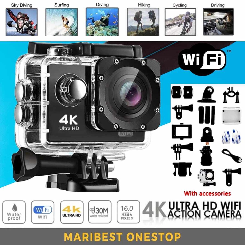 4K Ultra HD WiFi Action Camera 30M Underwater Video Recorder Waterproof ...
