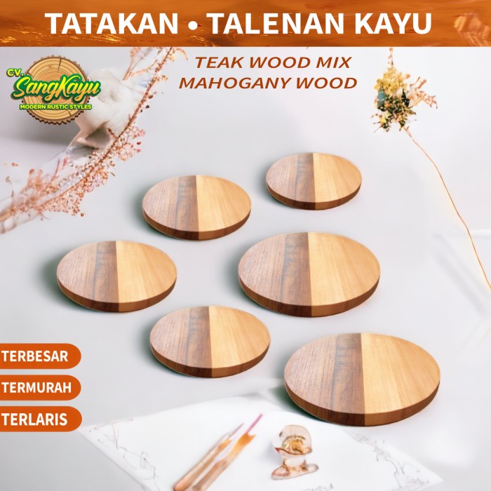 KAYU Sangkayu Teak Wood Cutting Board Coaster Mix Mahogany Wood Wooden ...