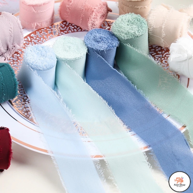 FS Handmade Edging Pleated Chiffon Ribbons/ Wedding Envelope Decoration ...