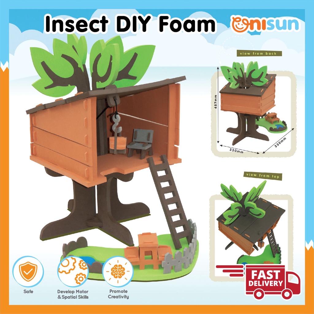 Kids Boy Girl Fun 3D DIY Foam Insects Tree House Set Early Learning ...