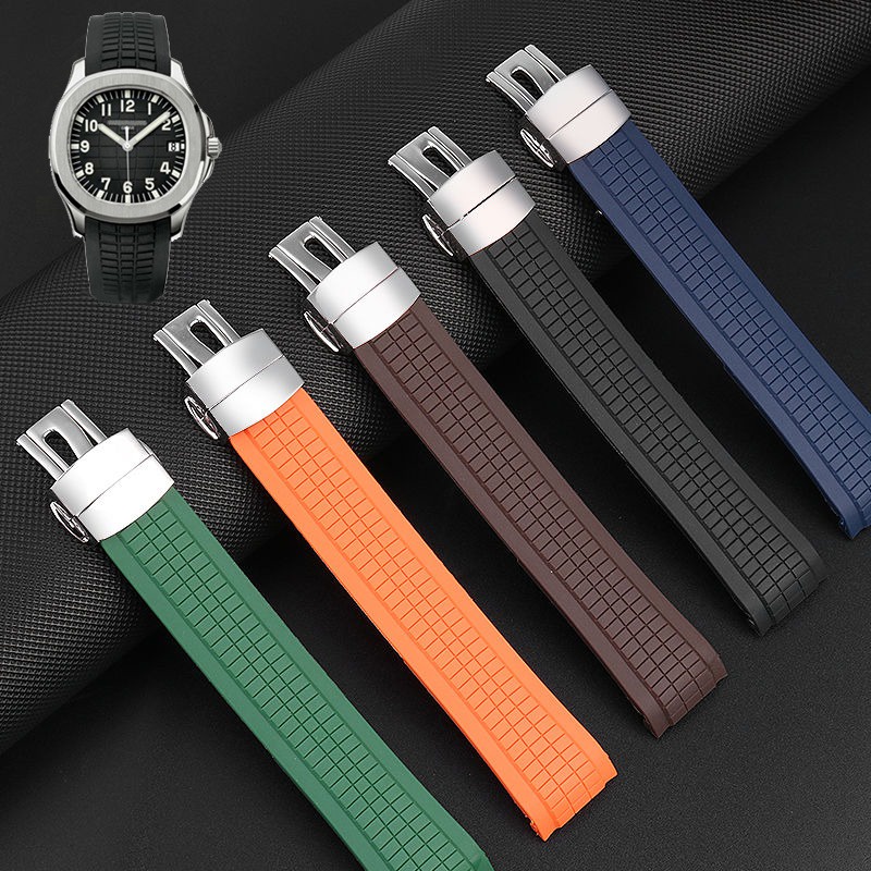 21mm Curved End Strap Soft Silicone Watch Band Aquanaut for PP 5164A ...