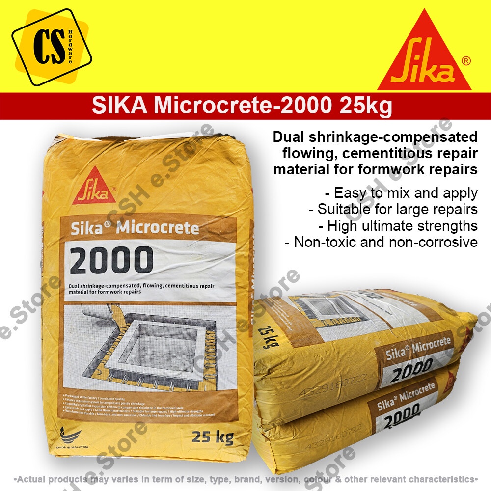 SIKA Microcrete 2000 25kg Dual Shrinkage Compensated Pre Bagged Flowng Micro Concrete | Shopee ...