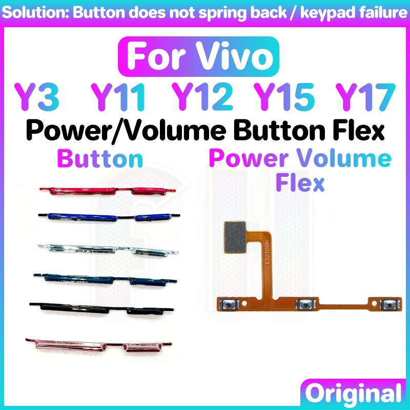 For Vivo Y3 Y11 Y12 Y15 Y17 Power volume button flex Side key Switch ON OFF Key Mute control ...