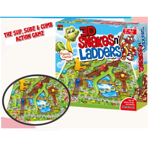 3D Snakes Ladder Family Table for Kids Board Game Permainan Kanak Kanak ...