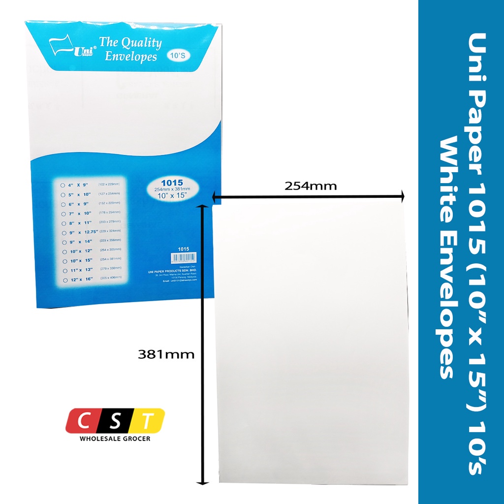 UNI PAPER 10x15 100g White Envelopes / Sampul Surat [1015] (10 Sheets ...