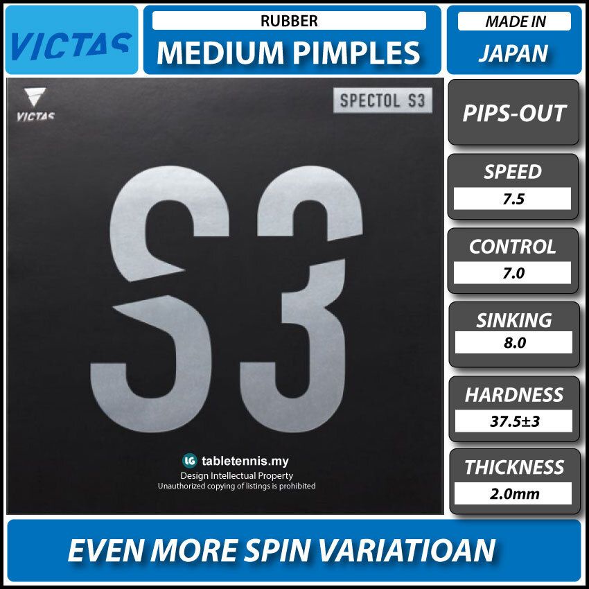 Victas Spectol S3 Medium Pimples Table Tennis Rubber Made In Japan | Shopee Malaysia