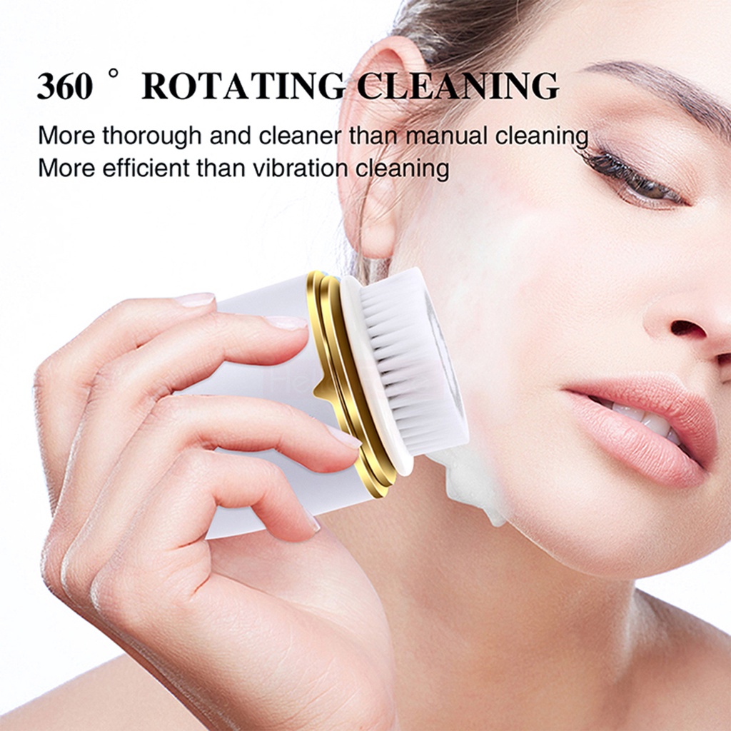 Waterproof 3 in 1 Rechargeable Facial Cleansing Electric Rotating Brush ...