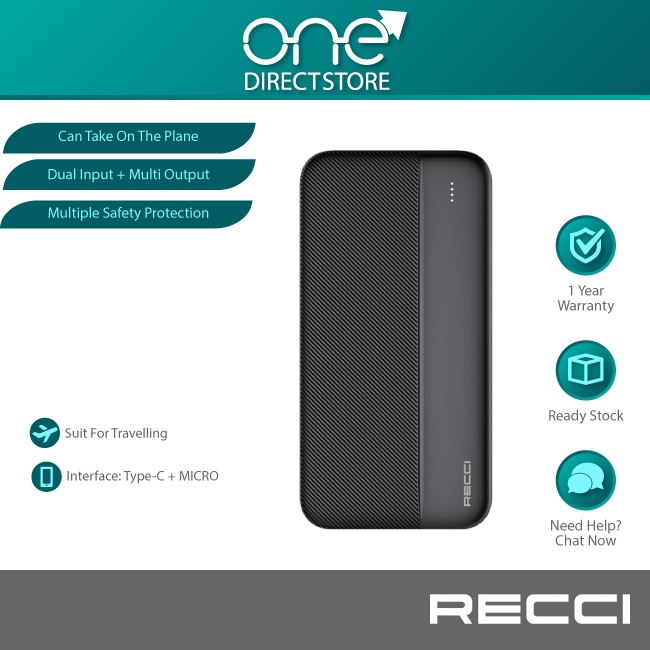RECCI RP11 FAST CHARGING POWER BANK 10000MAH - BLACK | Shopee Malaysia