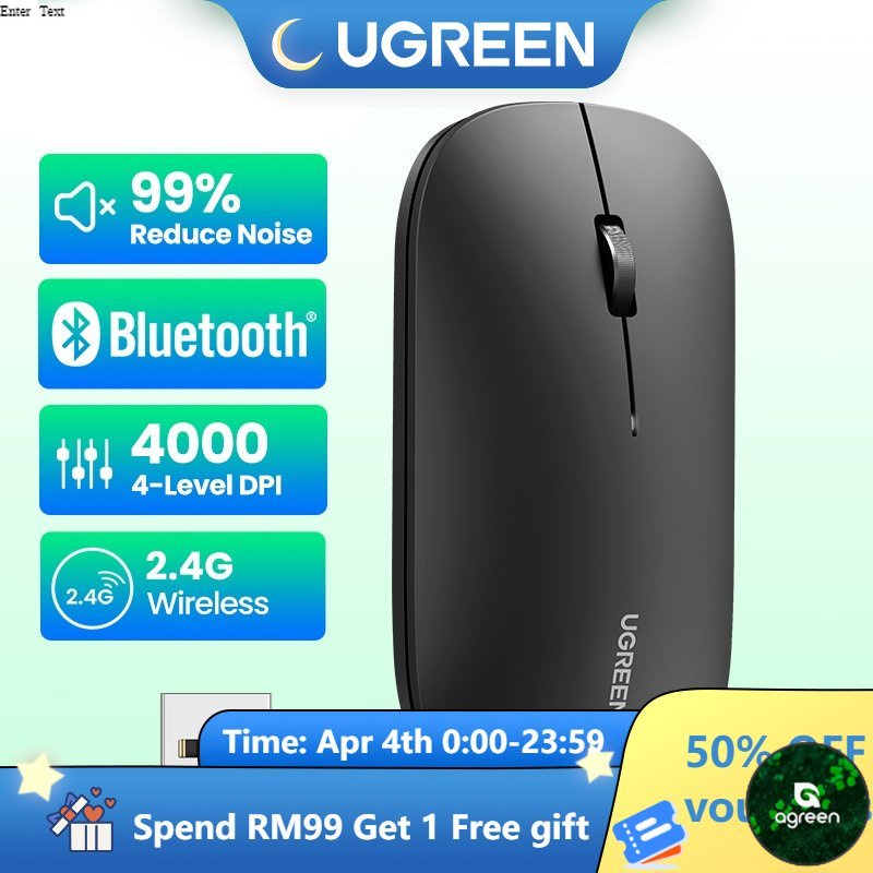 AC (Free mouse pad) UGREEN Mouse 2.4G Wireless Bluetooth Dual Mode ...