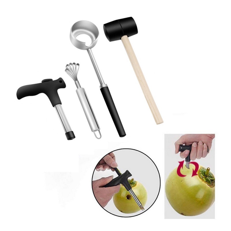 [Sg Stock] 4Pcs Stainless Steel 304 Coconut Shell Opener Hammer Tool ...
