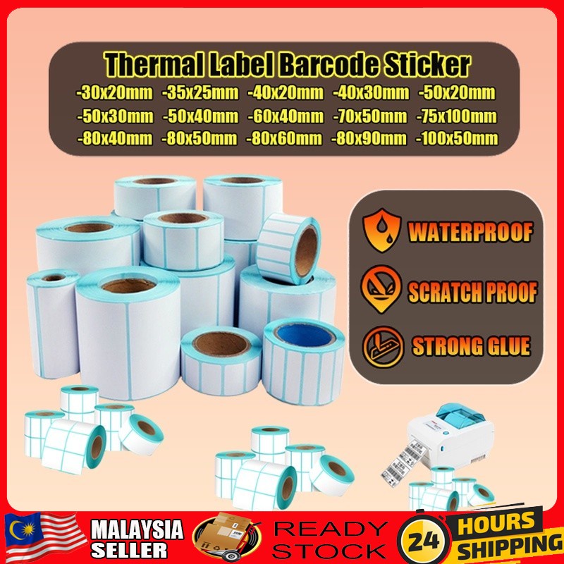 Thermal Sticker 16 Various Size Thermal Paper Barcode Label Sticker ...