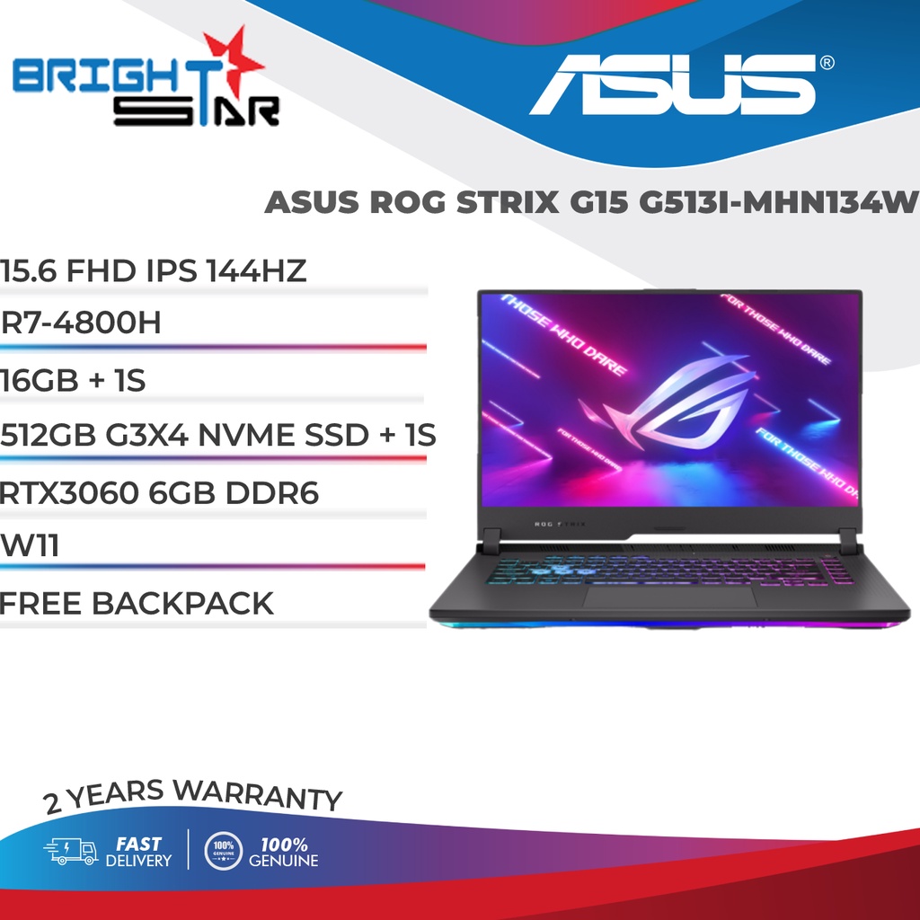 ASUS ROG STRIX G15 G513I-MHN134W ( 15.6 FHD IPS 144HZ /R7-4800H /16GB ...
