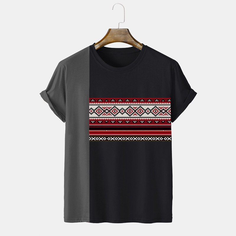 CharmkpR Tops Men Ethnic Geometric Printing Camiseta Casual Streetwear ...