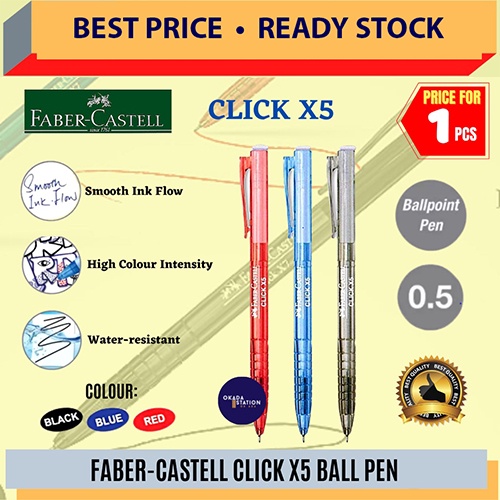 Faber Castell Click X5 / Ball Point Pen / 1425 Ball Pen / Click X Ball ...