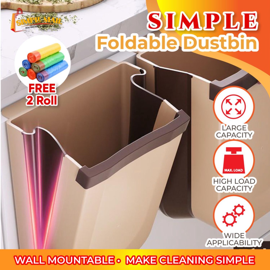 𝗦𝗜𝗠𝗣𝗟𝗘𝗠𝗔𝗟𝗟 FOLDABLE DUSTBIN FOLDING WASTE BIN Kitchen Cabinet Door ...