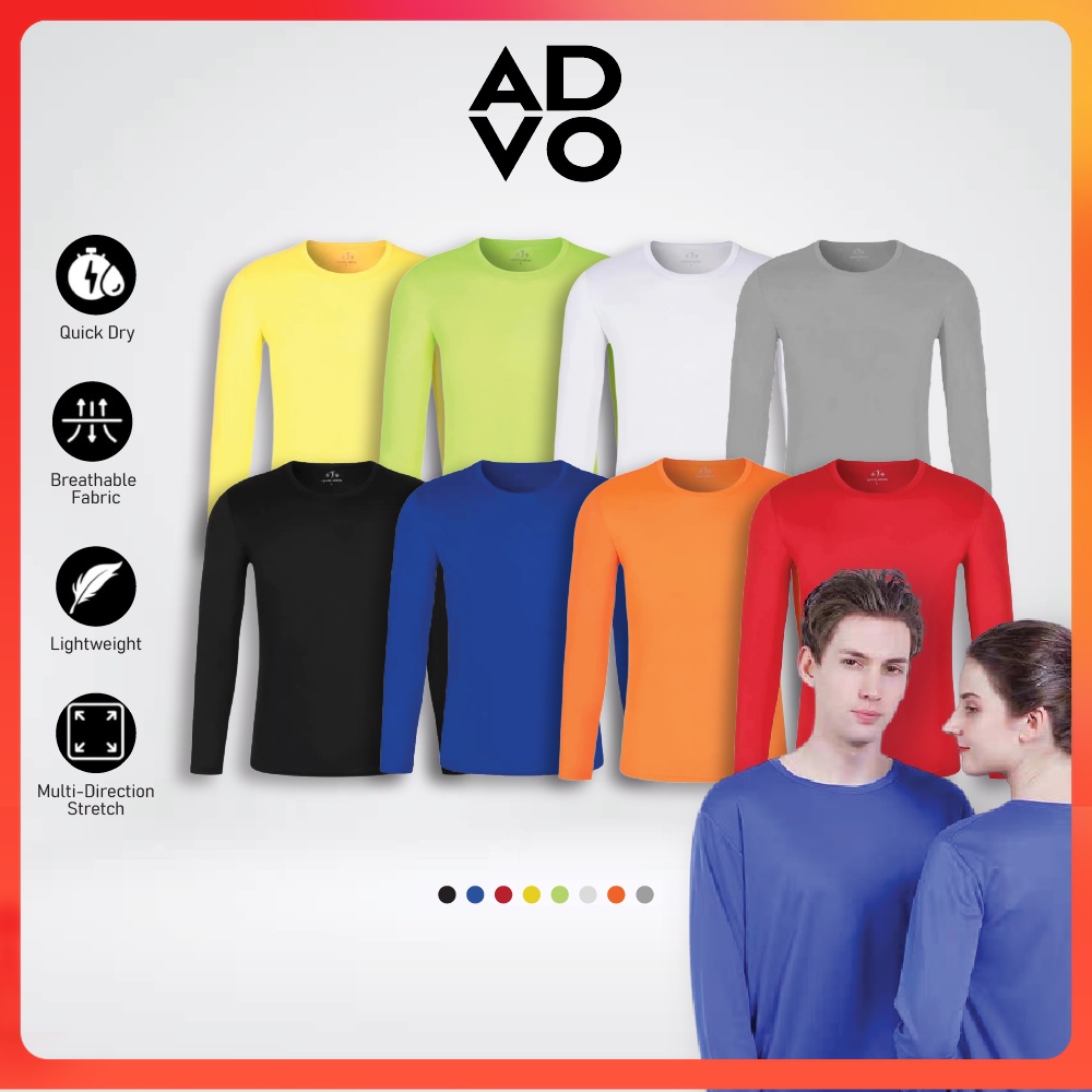 ADVO Long Sleeve Microfiber Men T shirt Baju Jersi Lelaki Unisex Quick ...