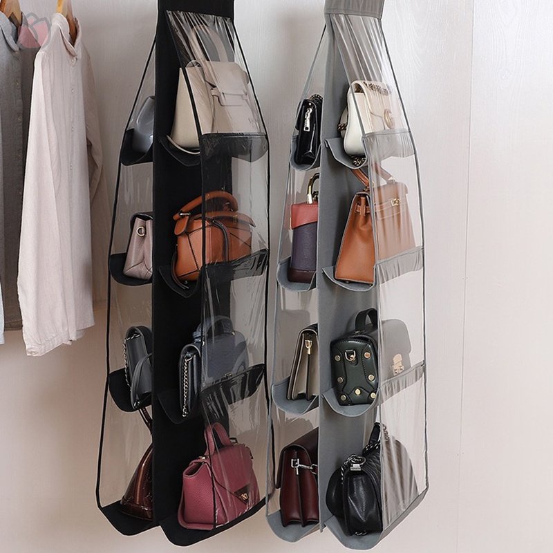 8 Pocket Foldable Hanging Bag 4 Layers Folding Shelf Bag Purse Handbag ...