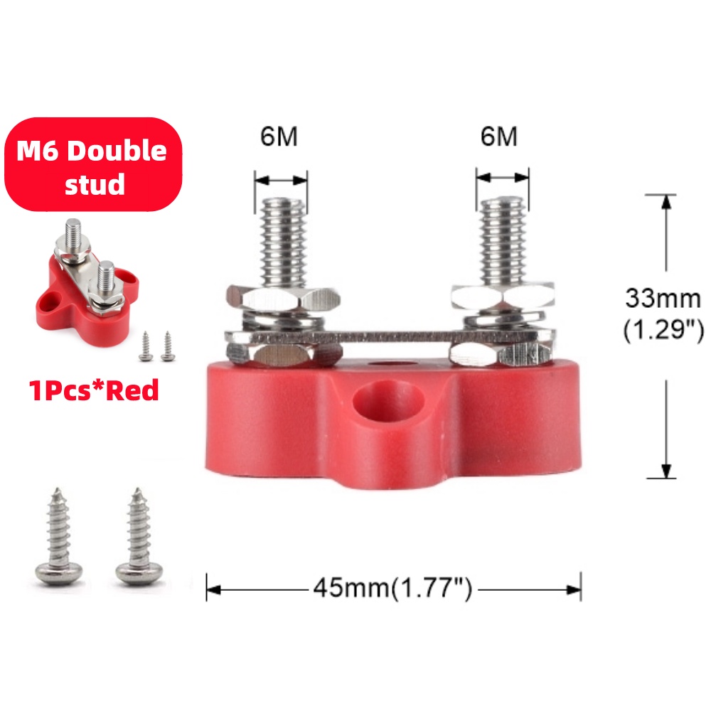 M6 M8 M10 Terminal Block Studs Bus Bar 5/16" 1/4" BusBar Positive ...