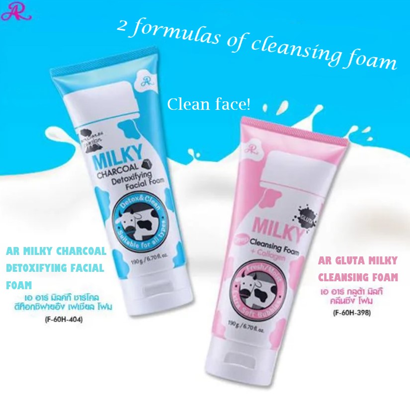 【Ready Stock】AR Gluta Milky Collagen Deep Cleansing Foam & AR Milky Charcoal Detoxifying Facial ...