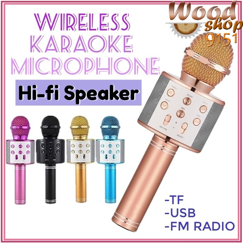WS858 Wireless Portable Microphone Karaoke Bluetooth KTV Music Player Hifi USB Handheld Mic ...