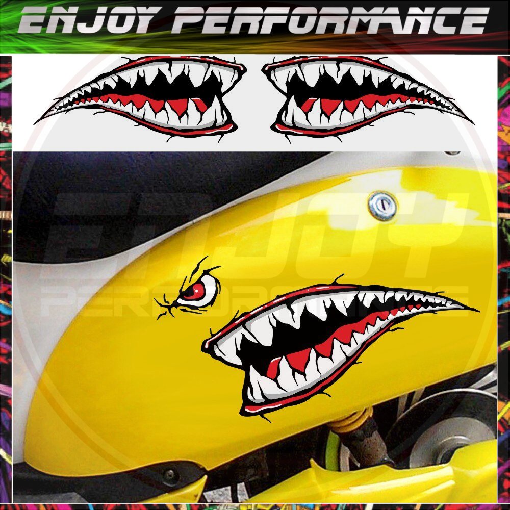 Rowing skin row cartoon shark mouth teeth decals waterproof car ...