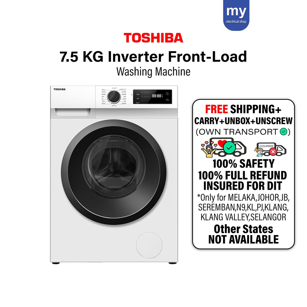 Toshiba 7.5KG Front Loading Washer Washing Machine TW-BH85S2M | Shopee Malaysia