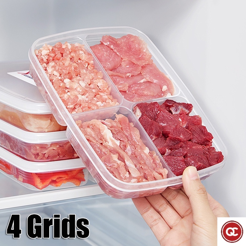 QC 4 Grids Portable Food Storage Box Fruit Vegetable Refrigerator ...