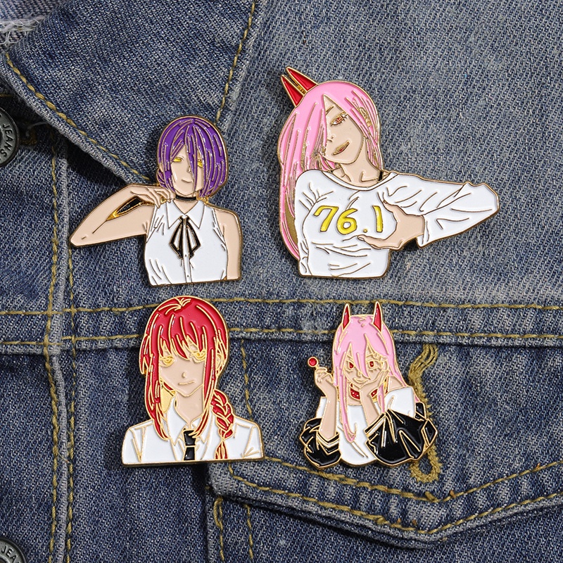 Japan Anime Chainsaw Man Power Denji Enamel Pins Brooches Cartoon