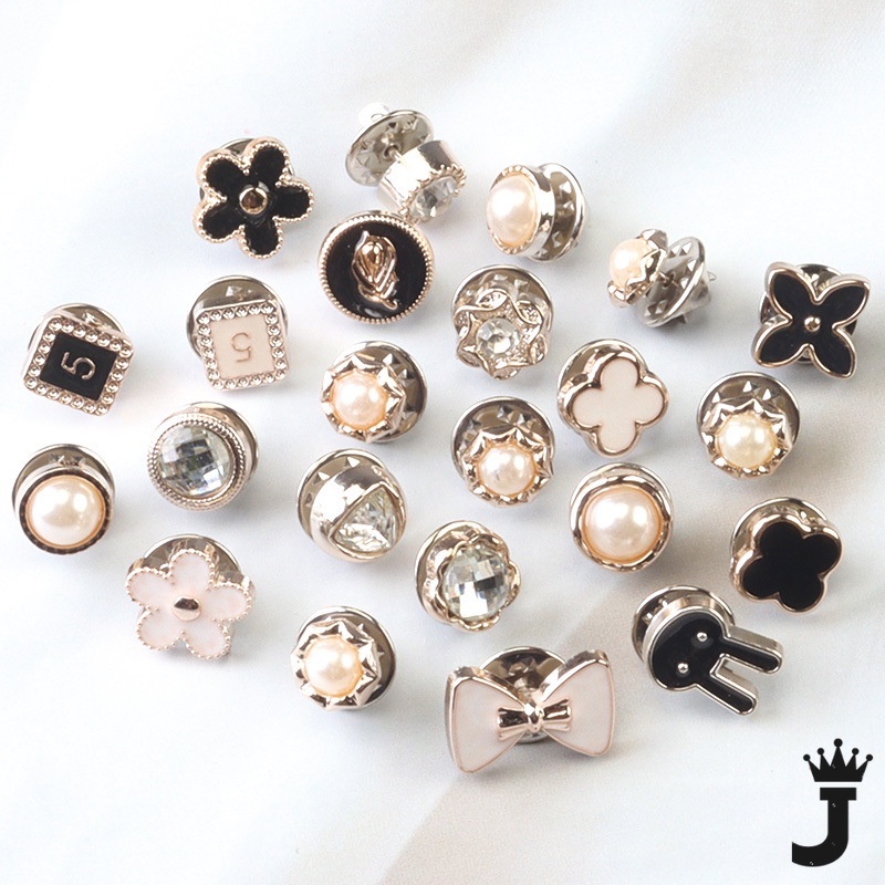 JK Anti-Exposure Pearl Decorative Buttons Twist No Seam Button Flower ...