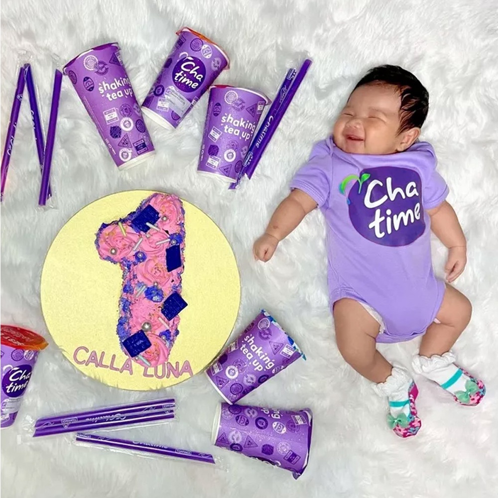 Haginbaby Food Themed Cha Time Baby Onesie Monthly Milestones Romper ...