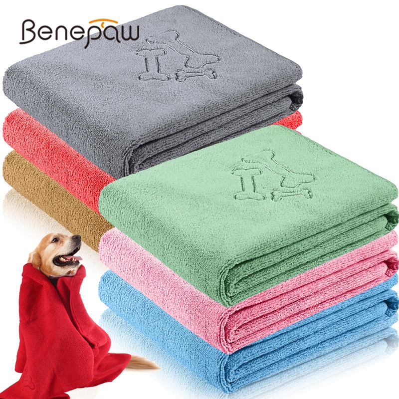 Benepaw Soft Absorbent Microfiber Dog Towel Comfortable Fast Drying ...