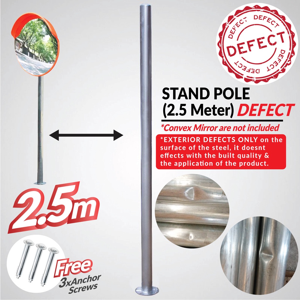 2M 2.5M 3M Pole for Convex Mirror 45CM to 100CM Outdoor Galvanized Steel Pipe Pole Stand Tiang ...