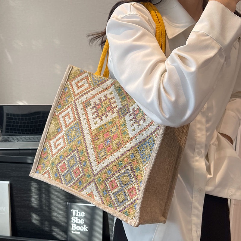 High School Students Class Bag Female 2023 New Style Ethnic Canvas ...