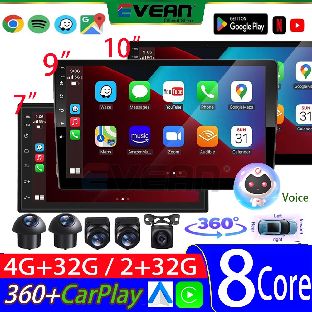 Evean【360Camera+8core+CarPlay】4G+32G 7"9"10 inch Android Player With ...