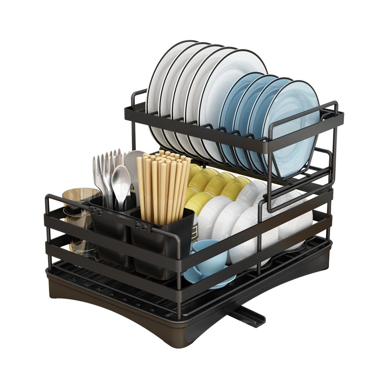 DH004 2 Tier Rak Pinggan Auto Drainer Tray Stainless Steel Kitchen ...