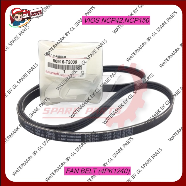 FAN BELT (100% ORIGINAL) TOYOTA VIOS NCP42 / VIOS NCP150 (4PK1240 ...