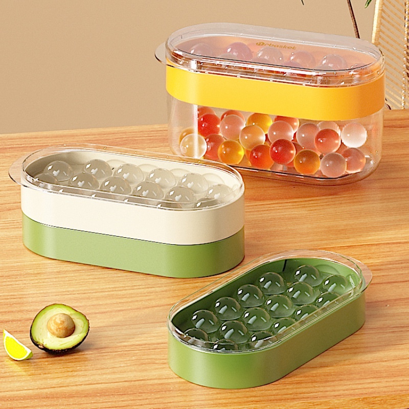 Round Ice Cube Tray with Storage Box Quick Demould Ice Cube Moulds ...