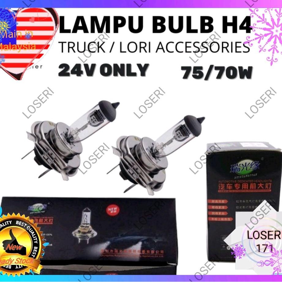 LOSERI PREMIUM Truck Halogen Headlamp H4 24v bulb 75/70w Lampu Mentol ...
